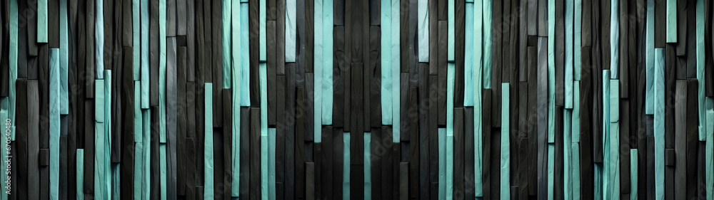Thin vertical shapes, blocks of reed stone in black and light blue with ...