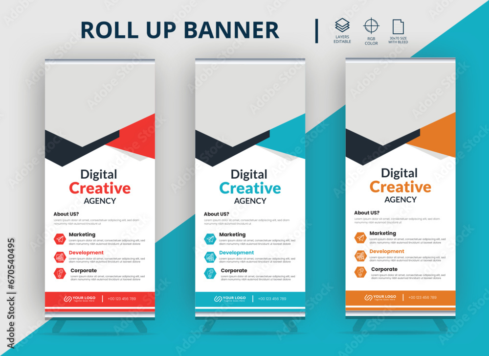 Business Roll Up Banner vector creative design. X banner, x stand, pull ...