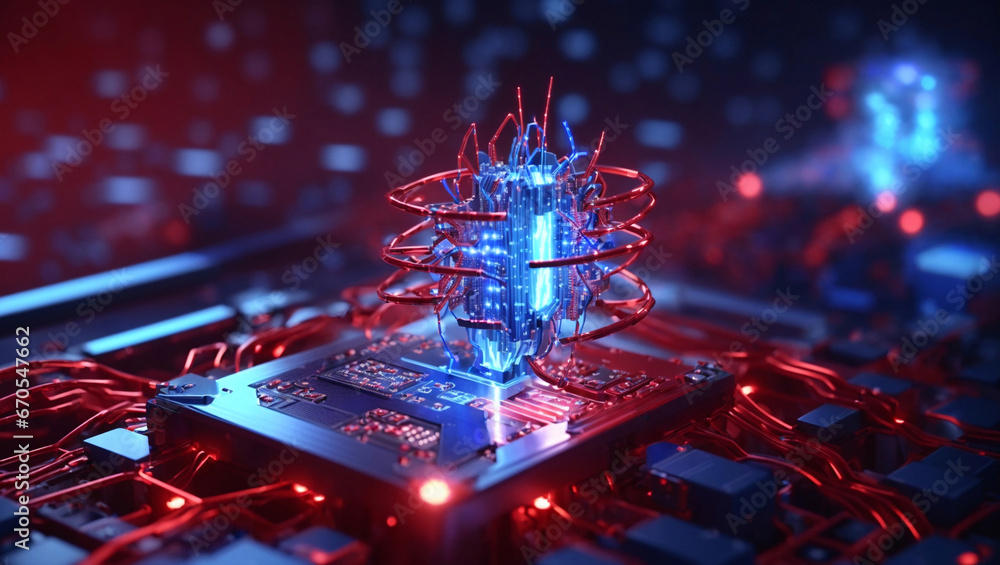 processing unit chipset that illustrates a cybersecurity concept ...