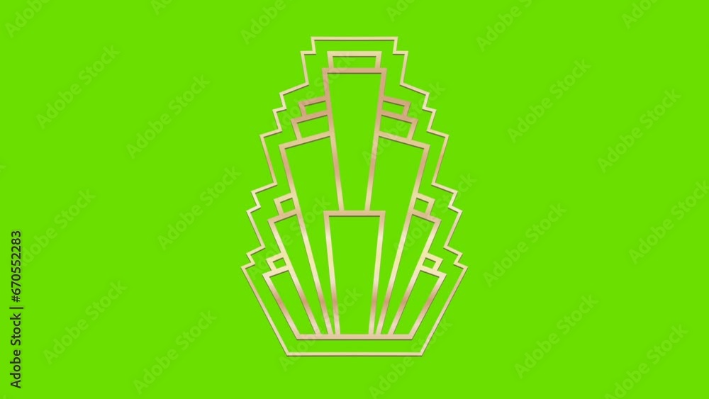 Art Deco Gatsby Golden Partitions animation on green screen. Incl ALPHA ...