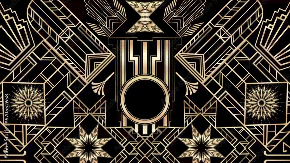 Art Deco Gatsby Golden Black Partitions animation. Incl ALPHA MATTE ...