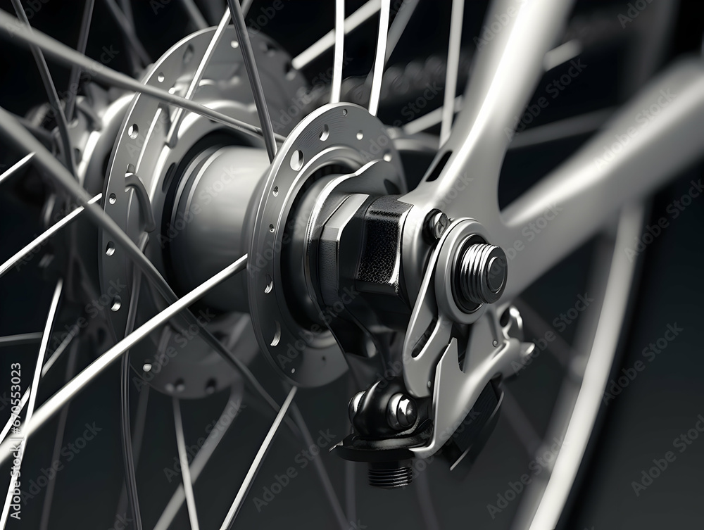 Foto de Different parts of a bicycle, chain, seat, disk brake, tire ...