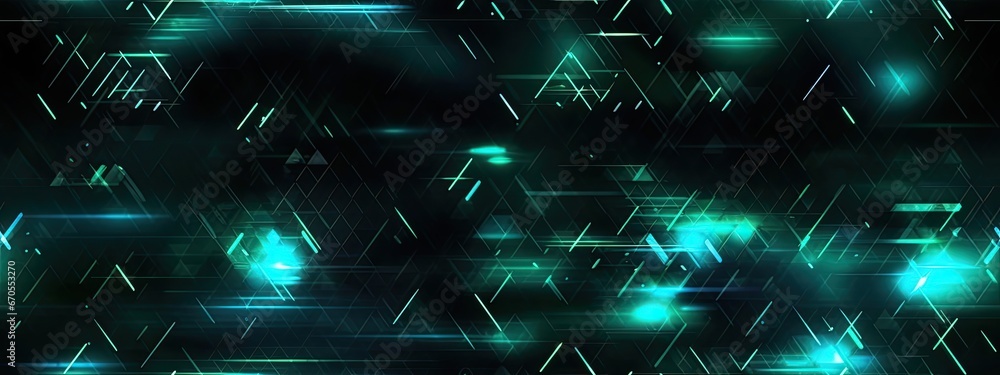 Seamless Glowing abstract technology dark background teal blue green ...