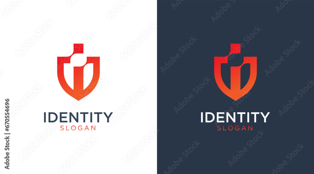 Letter I shield logo template Stock Vector | Adobe Stock