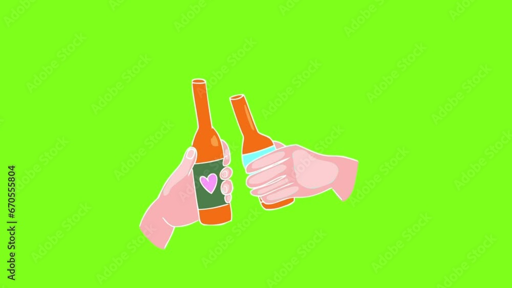 Cartoon Hands Stickers pack on green screen. Alpha channel, transparent ...