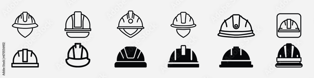 Construction helmet linear icon. Helmet icon . Motorcycle helmet sign ...