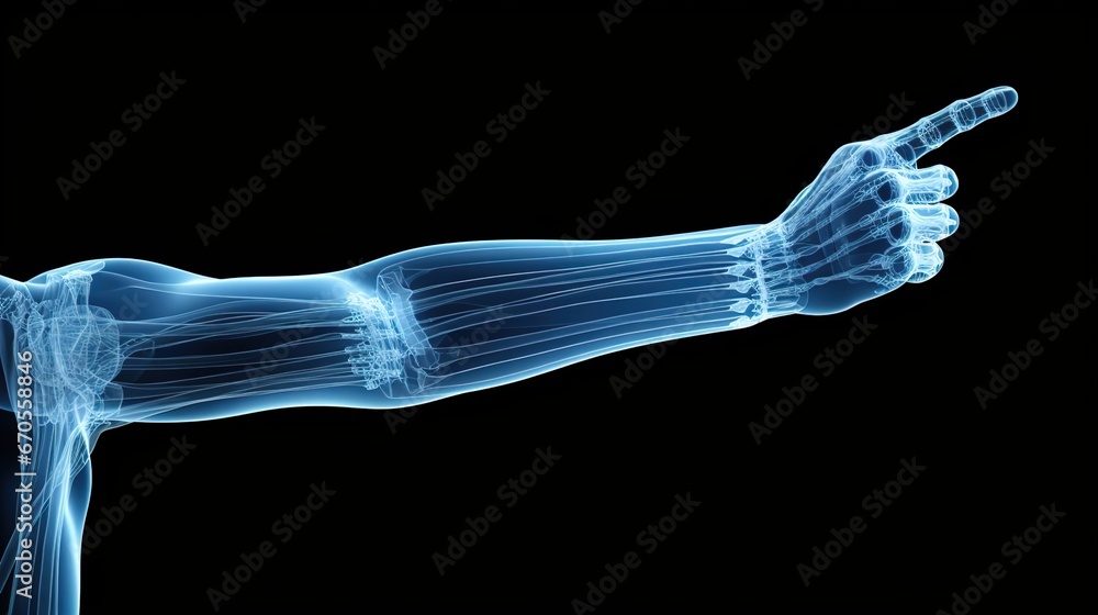 Orthopedic Excellence, Detailed X-Ray of a Male Human Arm in Blue Tones ...