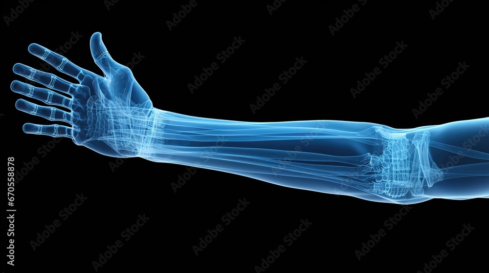 Orthopedic Excellence, Detailed X-Ray of a Male Human Arm in Blue Tones ...