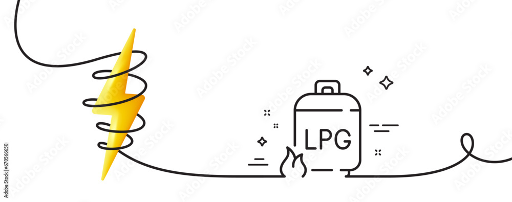 Gas cylinder line icon. Continuous one line with curl. LPG fuel ...