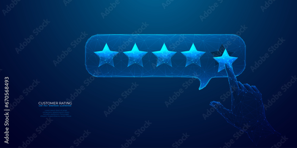 Abstract customer review concept. Five star rating and positive ...
