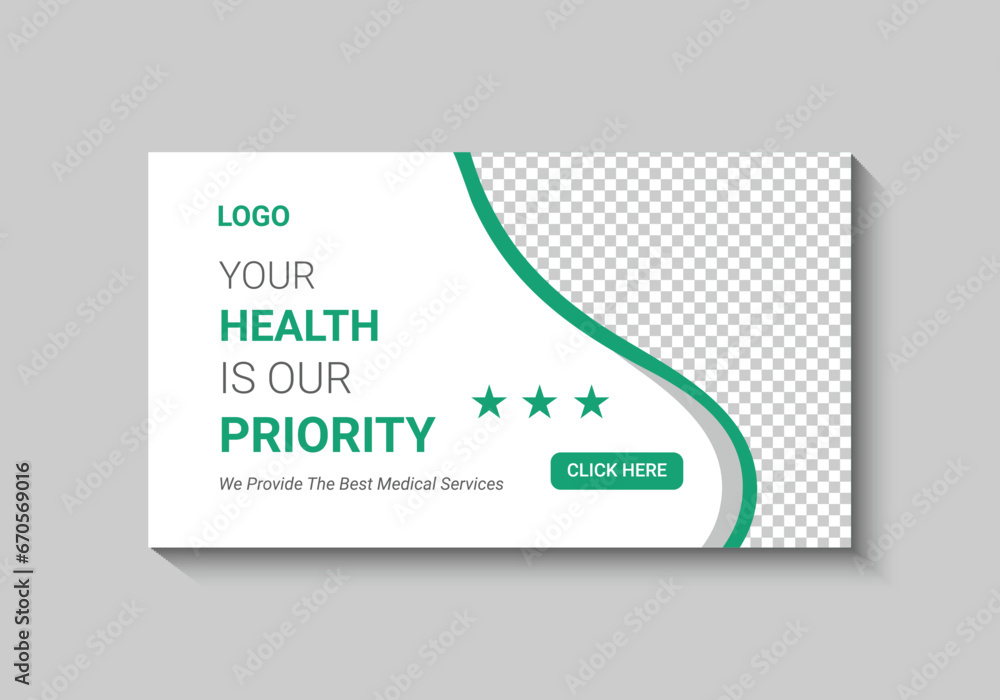 Vector medical healthcare youtube thumbnail template video thumbnail ...