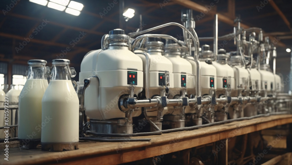 Dairy production on an innovative farm. Industrial farm with robots for ...