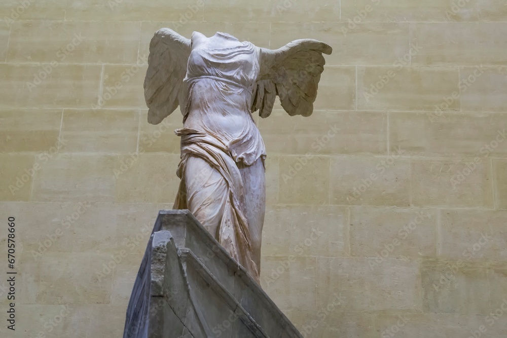 Winged Victory of Samothrace. Louvre museum, Paris, France. Marble ...