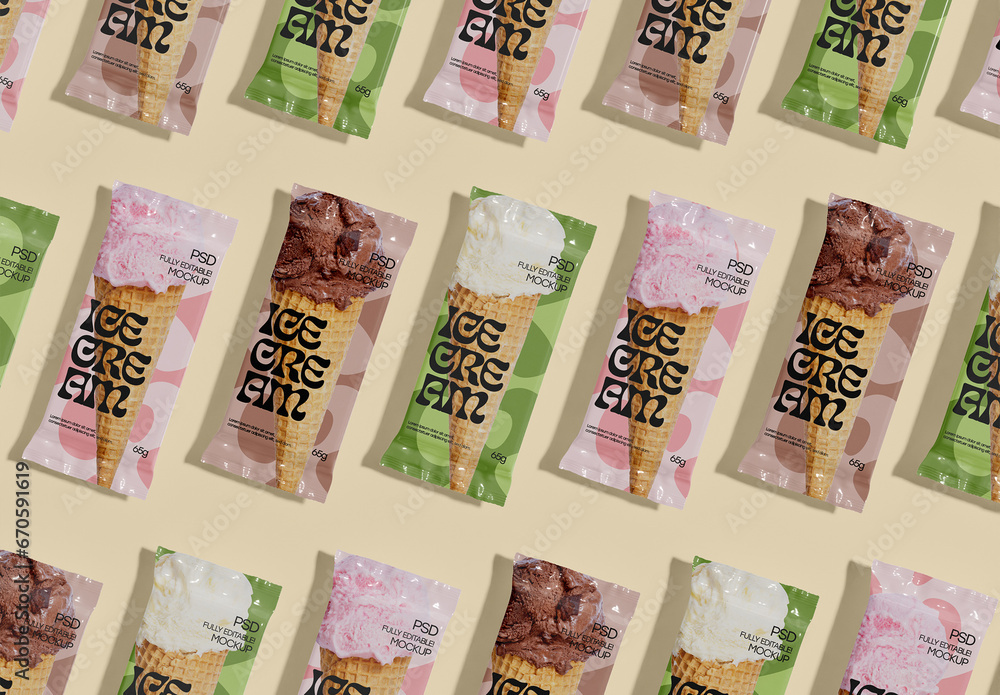 Mosaic Popscicle Ice Cream Packaging Mockup Stock Template | Adobe Stock