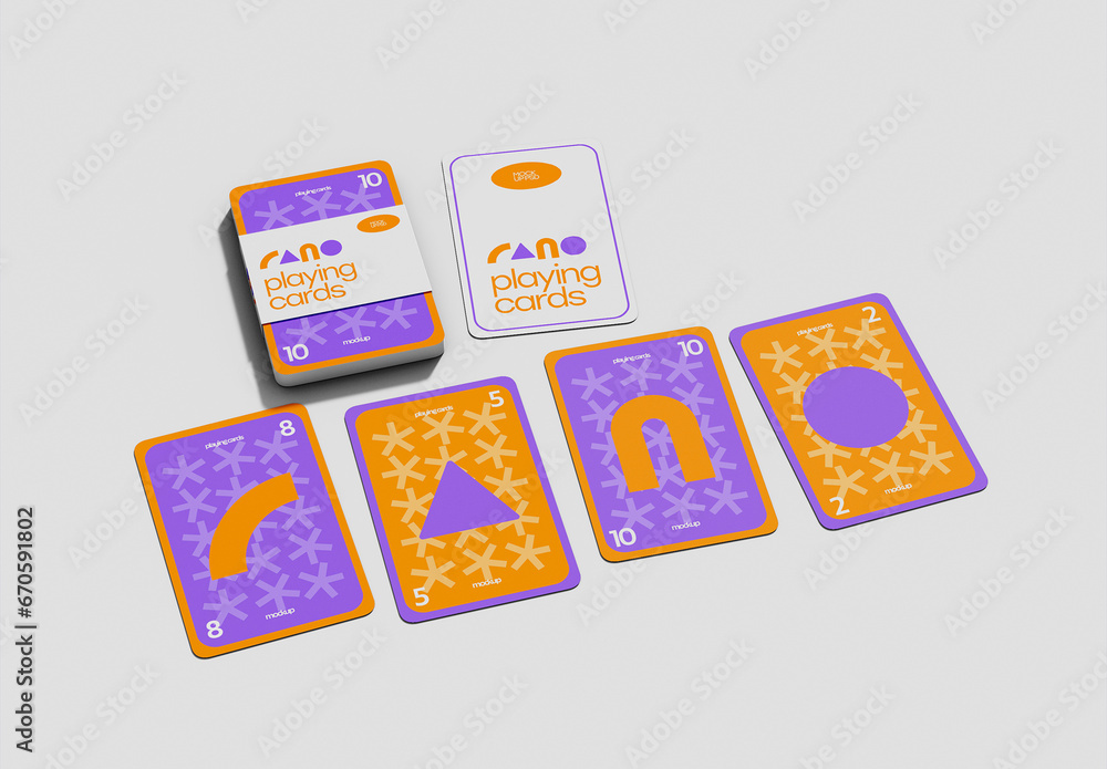 Array of Playing Cards Mockup Stock Template | Adobe Stock