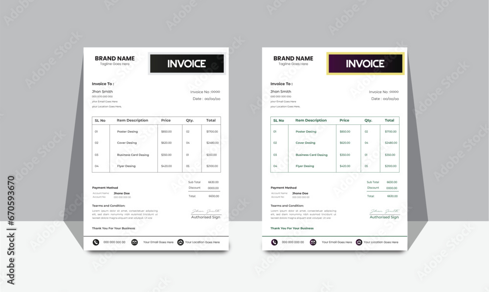 Professional invoice and letterhead design for corporate office ...