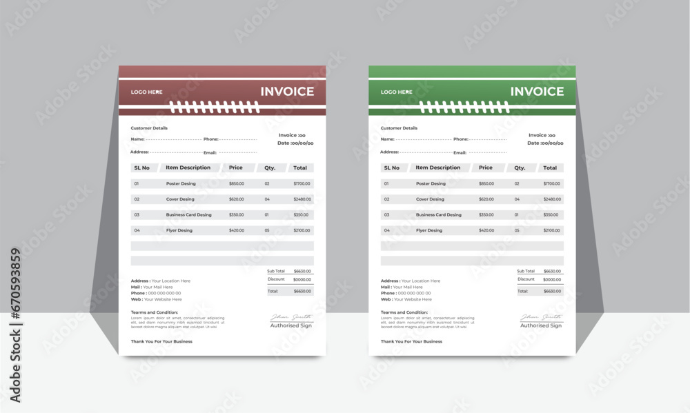 Professional invoice and letterhead design for corporate office ...