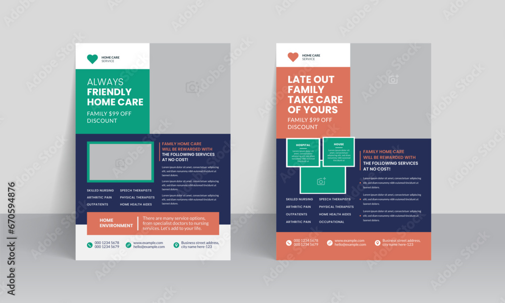 professional home care flyer design and creative layout template Stock ...