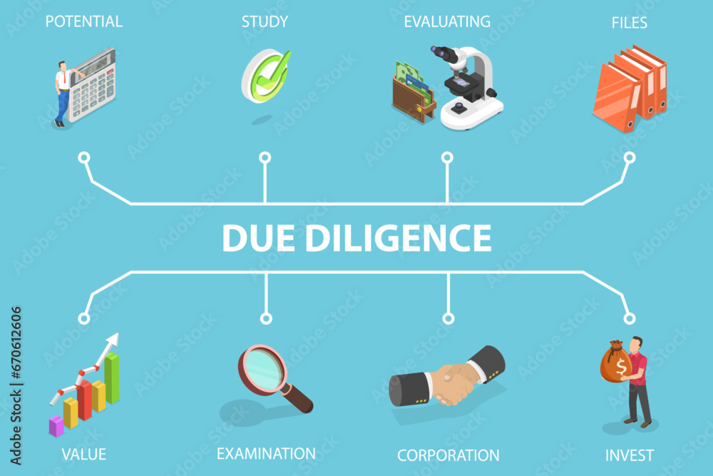 3D Isometric Flat Vector Illustration of Due Diligence, Business Data Analysis Stock Vector ...