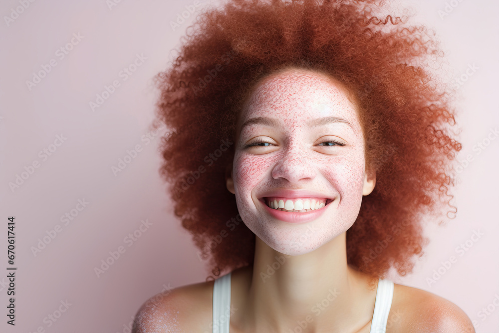 Generative ai portrait of beautiful mixed race redhead woman with ...