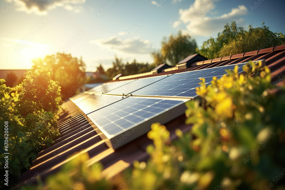 Harnessing the Sun's Power Solar Panels on a New Building's Roof Under ...