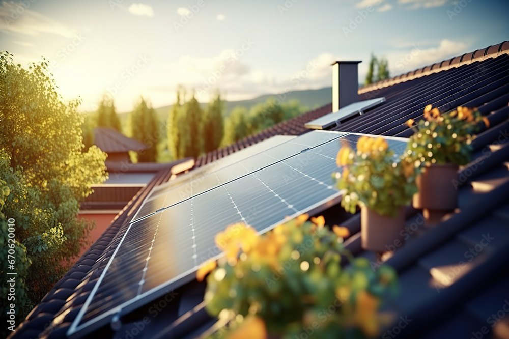 Harnessing the Sun's Power Solar Panels on a New Building's Roof Under ...