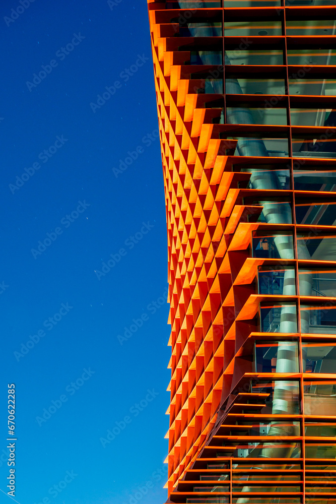 Night Photography of the Waffle Building made of a steel and glass grid ...