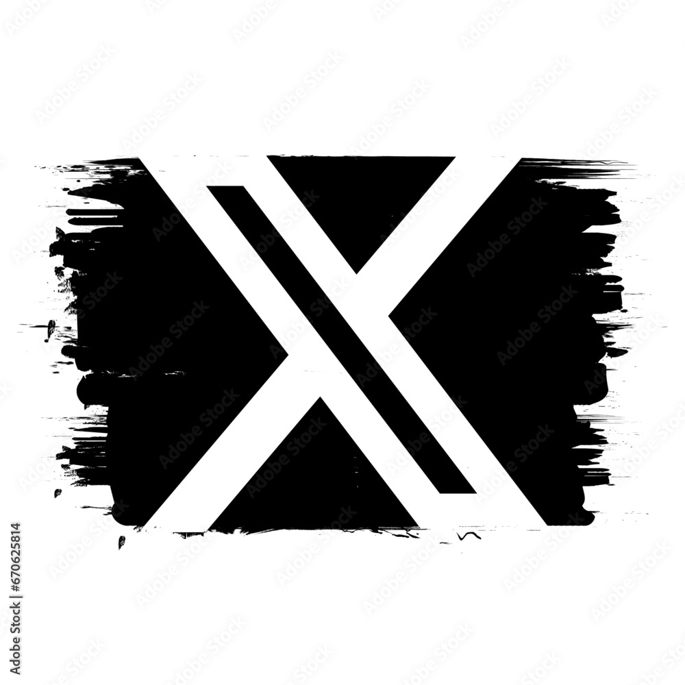 X Twitter New Logo Grunge Paint Brush Stroke Icon Transparent ...
