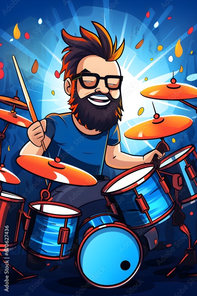 poster template background design of an drummer in colorfull design ...