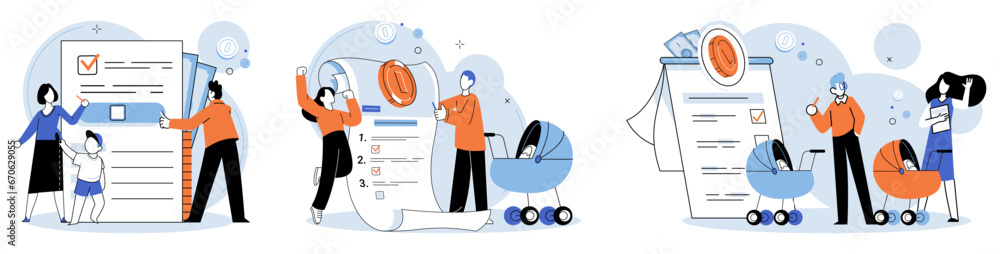 Child benefit. Vector illustration. The child benefit concept ...