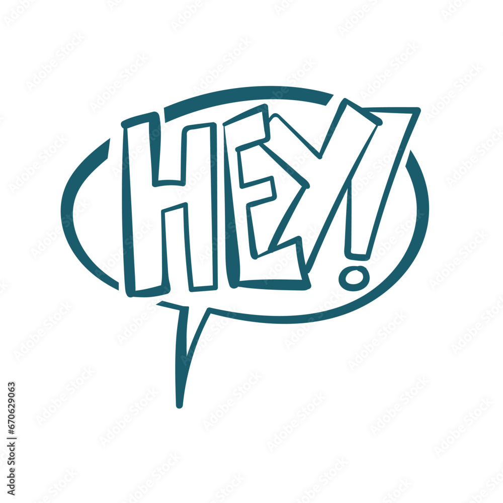 hey comic pop cloud text emotional speech sound vector hand drawn ...