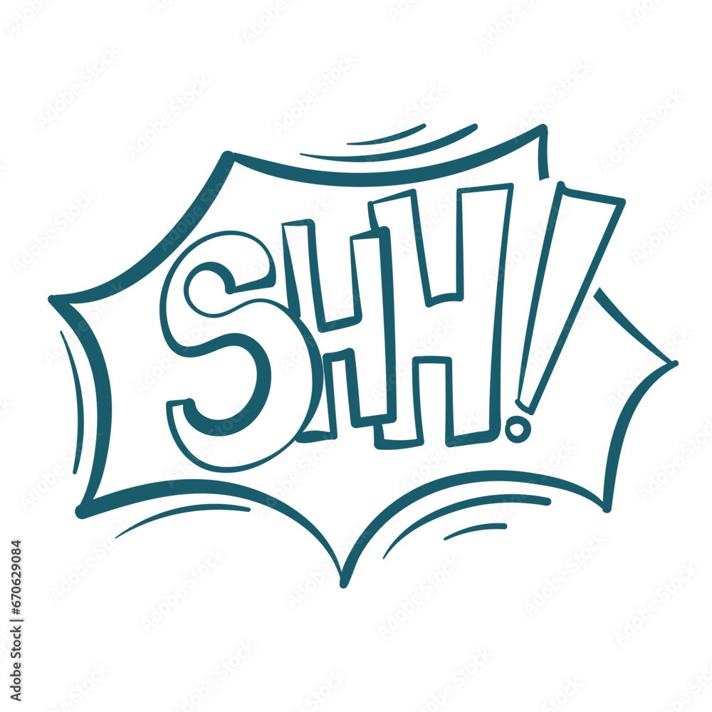 shh sleep comic pop cloud text emotional speech sound vector hand drawn ...