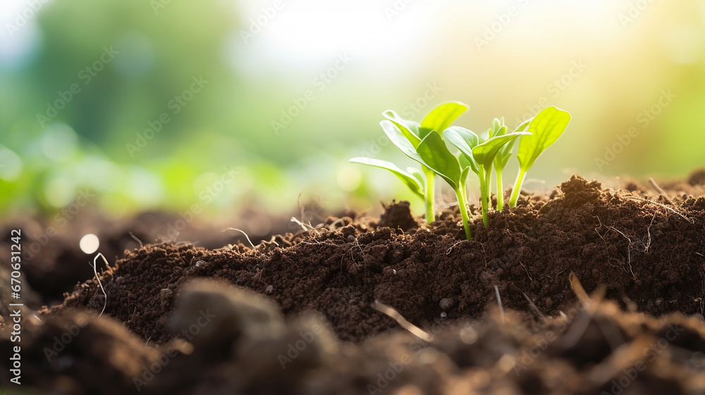 soil for planting with green blur and sunlight background. World Soil ...