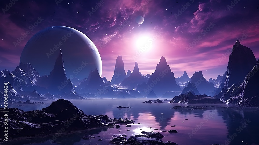 Science fiction images - Alien planet: “alien planet with two suns and ...