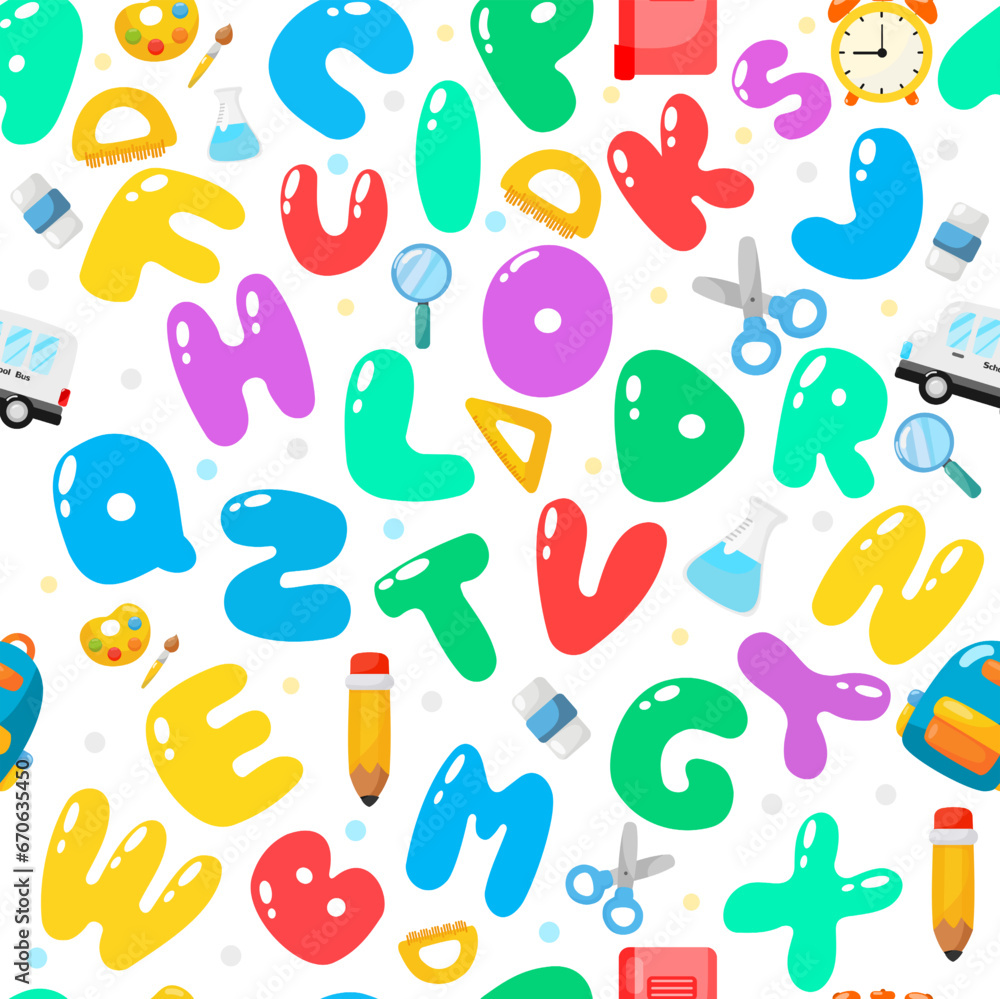 Colorful letter pattern on white background. Vector illustration for ...