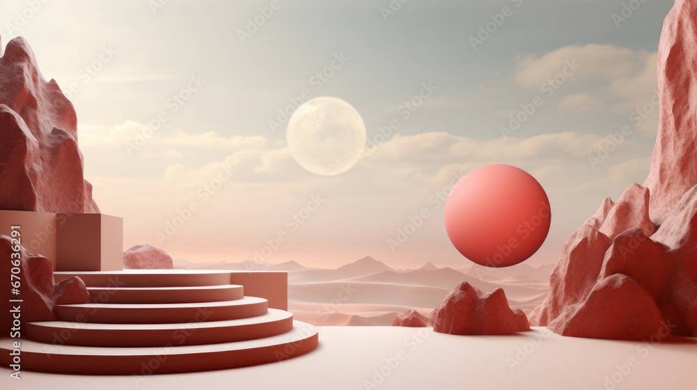 The glowing red orb perched atop the circular platform, seemingly ...