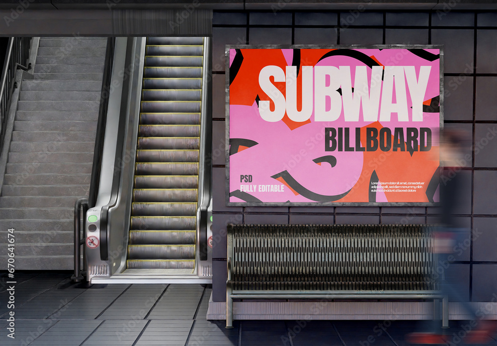 Horizontal Advertisement in Subway Station Mockup Stock Template ...