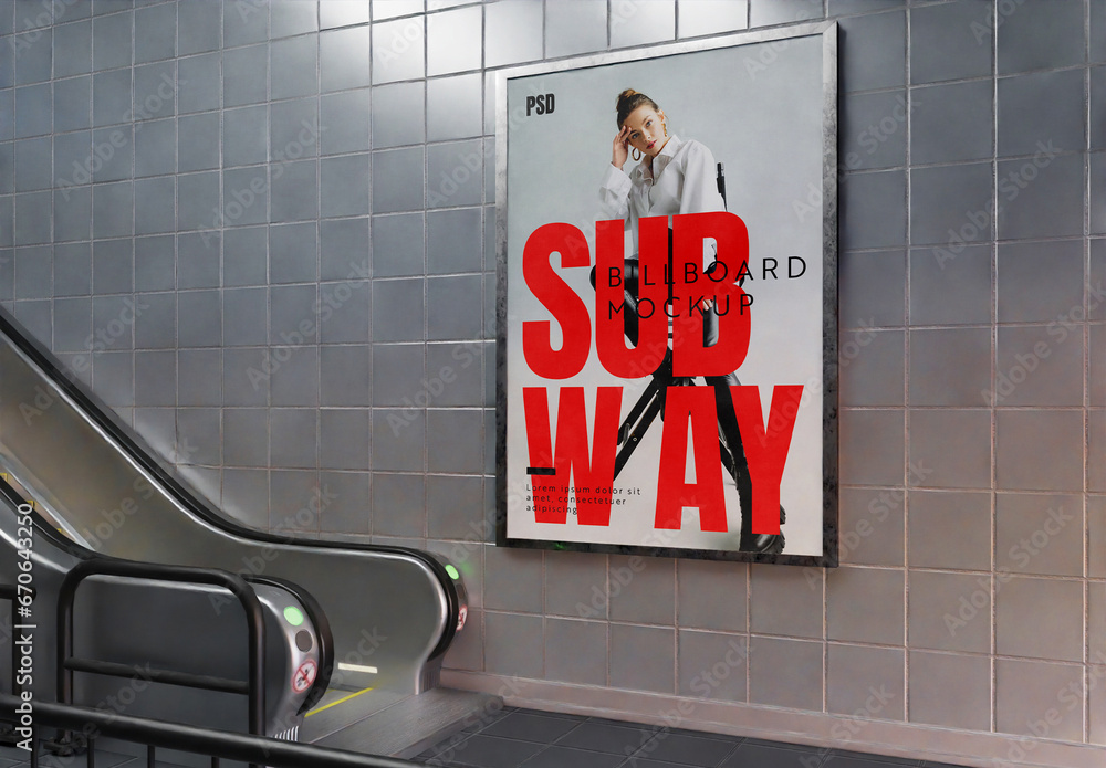 Vertical Subway Advertisement Mockup Stock Template | Adobe Stock