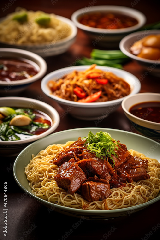 Mee kolo or kolo mee - Malaysian dish of dry noodles tossed in a ...