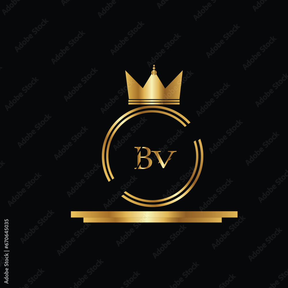 new creative golden latter logo design bv logo, bv icon, bv letter, bv ...
