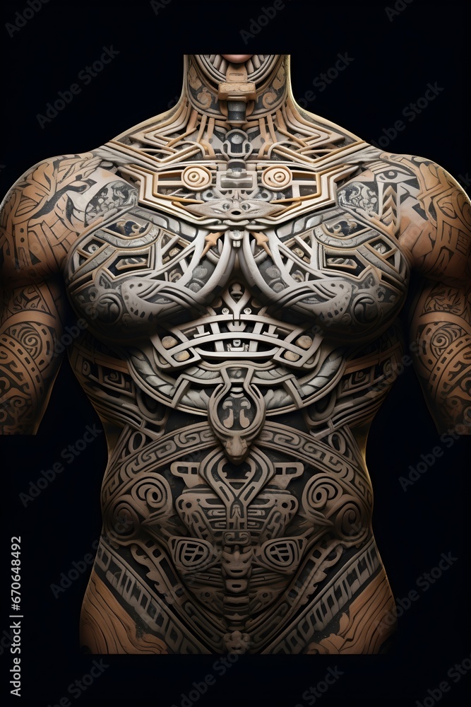 realistic tribal tattoo design on a human body Stock Illustration ...