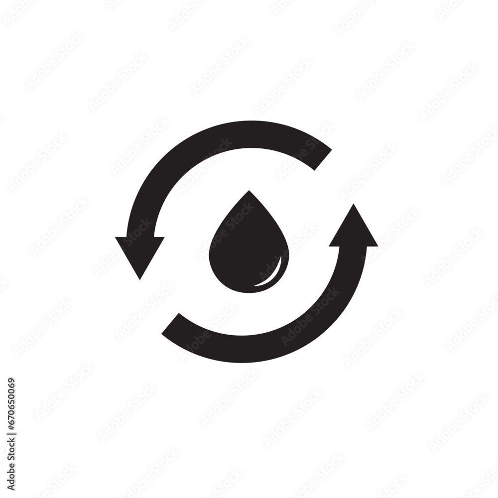 Recycle water icon. water drop inside circle arrows. Sustainable ...