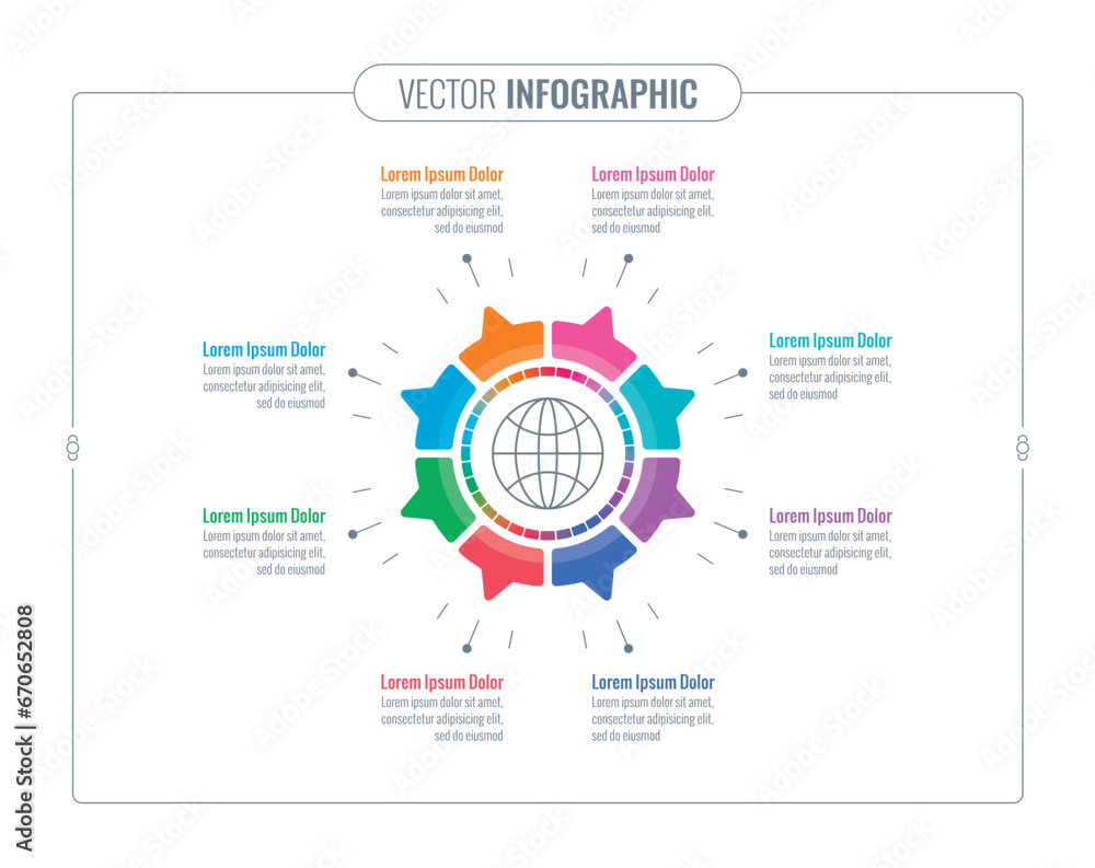 eight-step infographic design. colorful wheel infographic template. 360 ...