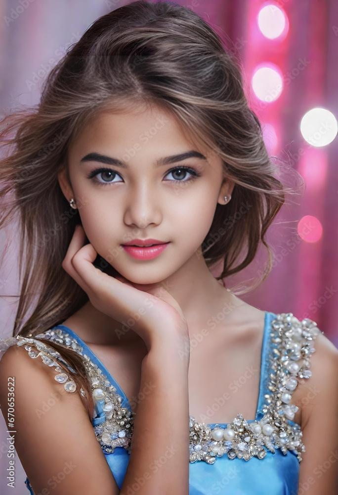 cute teen fashion model, smiling. generative ai Stock Illustration ...