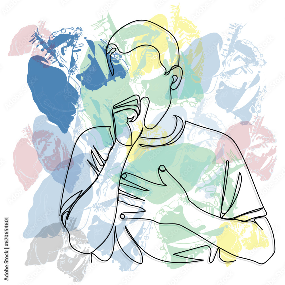 World pneumonia day line art.line art concept design with lungs ...