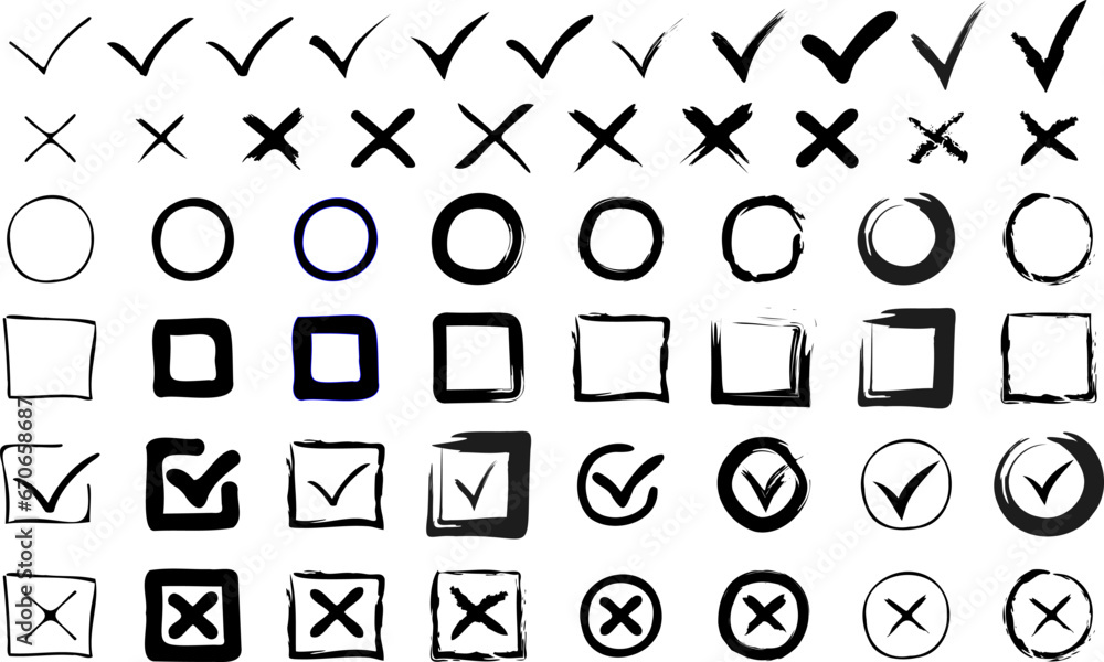 Check mark icon vector set on transparent background. Approval check ...