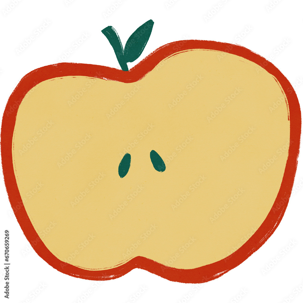Apple, apple illustration, fruit illustration, apple cross section ...