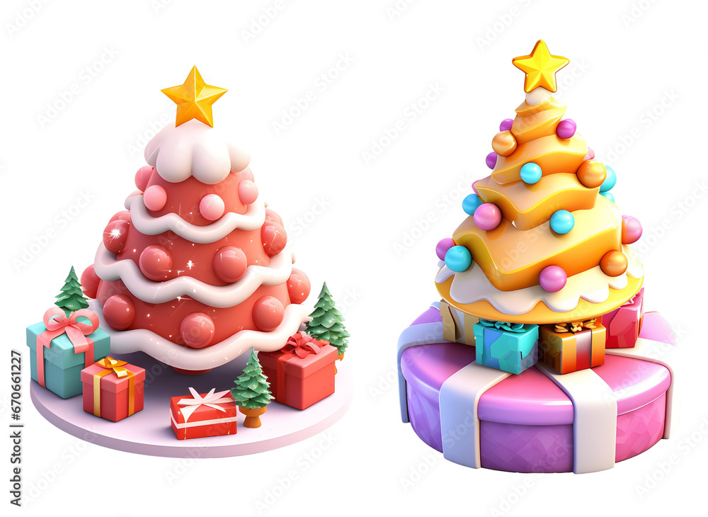Charming 3D Cartoon Christmas Tree - A Cute and Festive Holiday ...