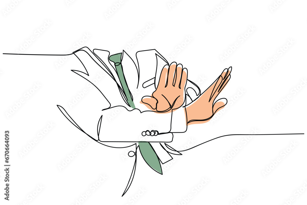 Vecteur Stock Continuous line art of a person with hand gestures ...