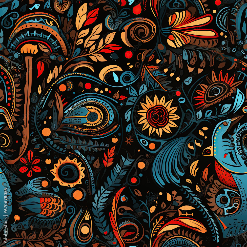 Seamless traditional Indian motif pattern, Mughal flower, batik, Stock ...